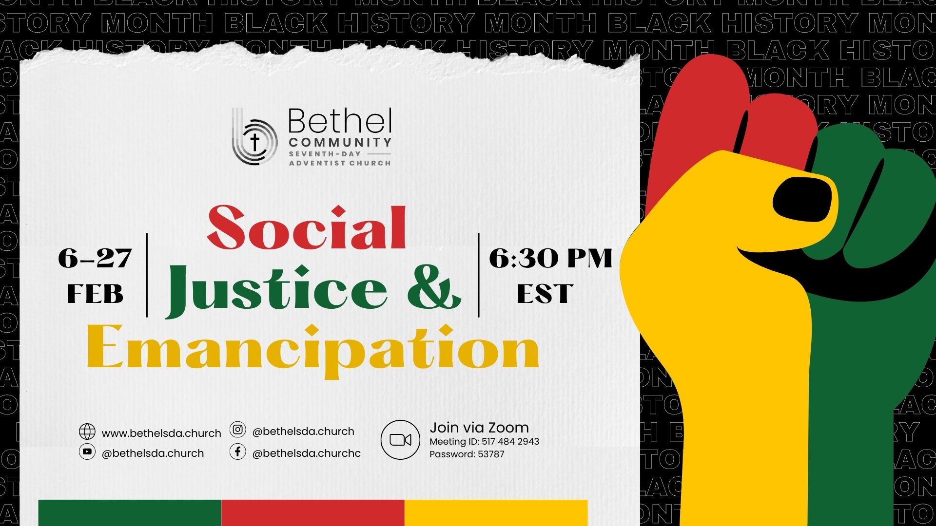 Social Justice & Emancipation | Bethel Community Seventh-day Adventist ...